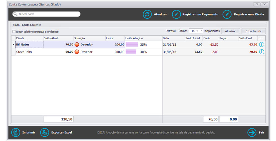 Sistema Controle de Fiado